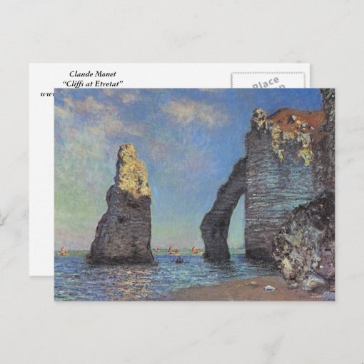 Claude Monet - Cliffs at Etretat Postcard | Zazzle