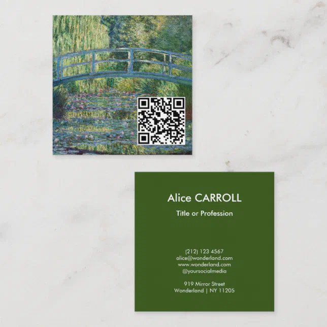 Claude Monet - Green Harmony - QR Code Square Business Card | Zazzle