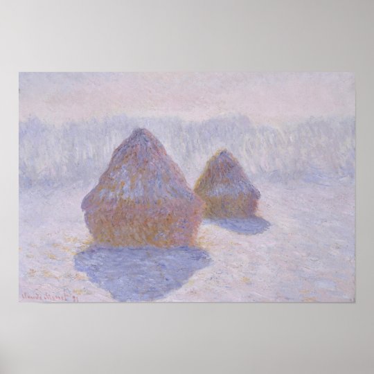Claude Monet | Haystacks Effect of Snow and Sun Poster | Zazzle.com