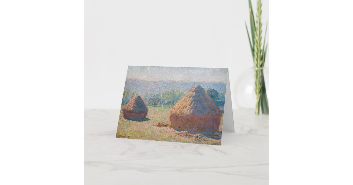 Claude Monet - Haystacks, end of Summer Card | Zazzle