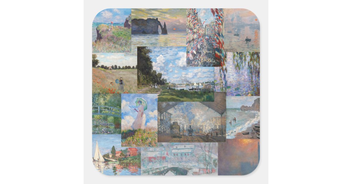 Claude Monet - Masterpieces Patchwork Square Sticker | Zazzle