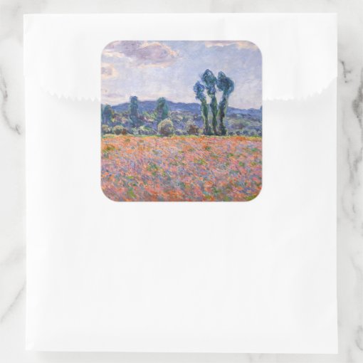 Claude Monet - Poppy Field 1890 (Giverny) Square Sticker | Zazzle