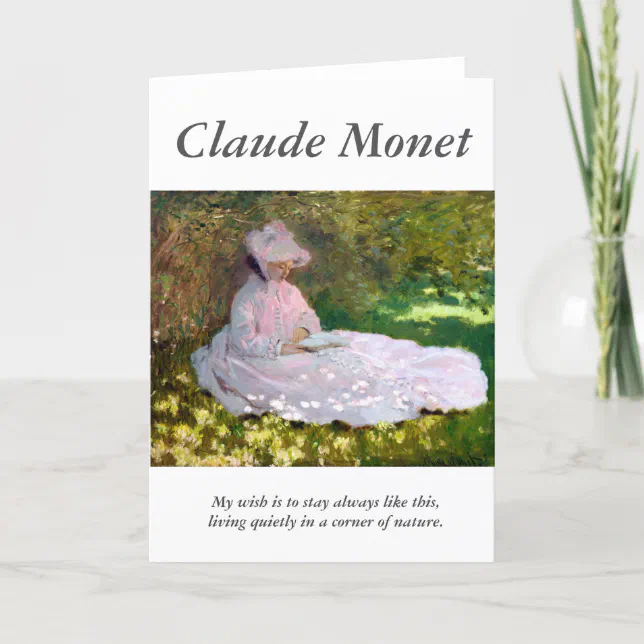 Claude Monet Reading Woman Springtime Artist Quote Card | Zazzle