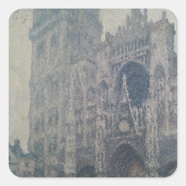 Claude Monet | Rouen Cathedral, West Portal Square Sticker | Zazzle