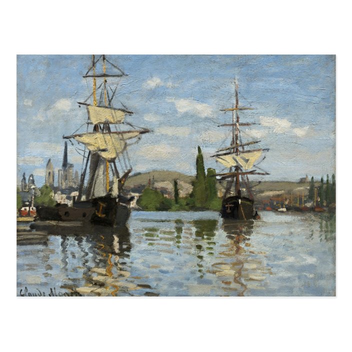 Claude Monet Ships on the Seine River Travel Art Postcard | Zazzle.com