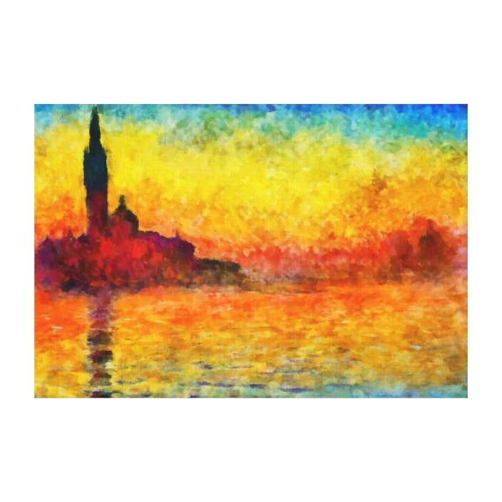 Claude Monet Sunset In Venice Impressionist Art Canvas Print | Zazzle.com