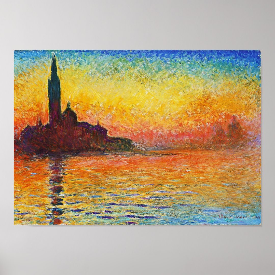 Claude Monet Sunset In Venice Impressionist Art Poster | Zazzle