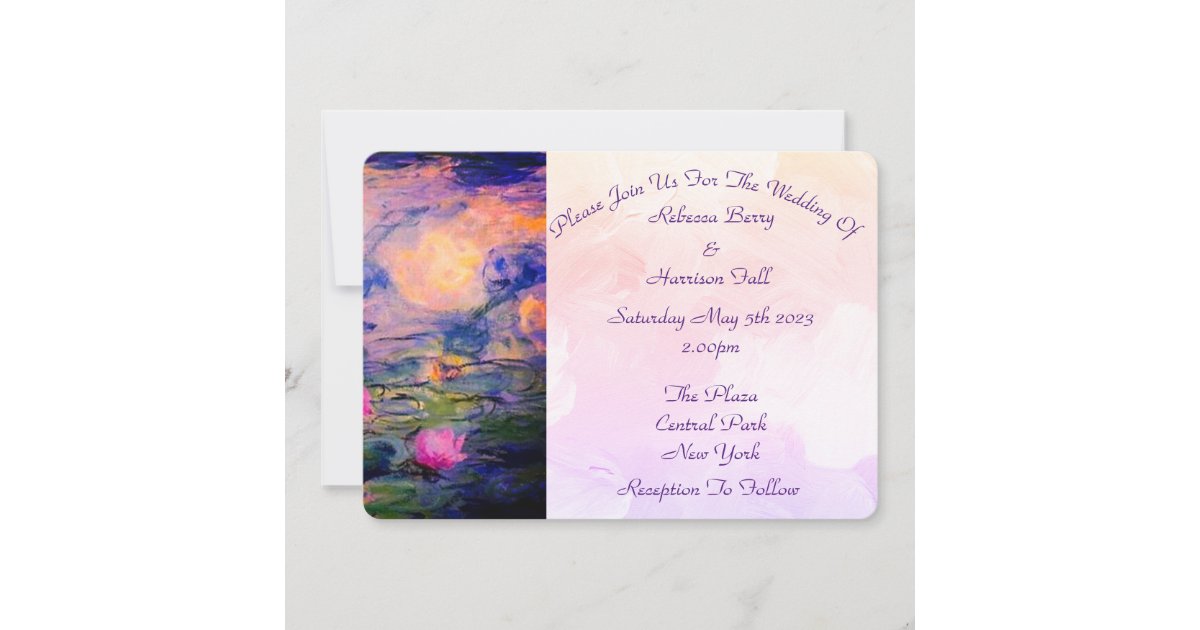 Claude Monet Vintage Water Lilies Wedding Invitation | Zazzle