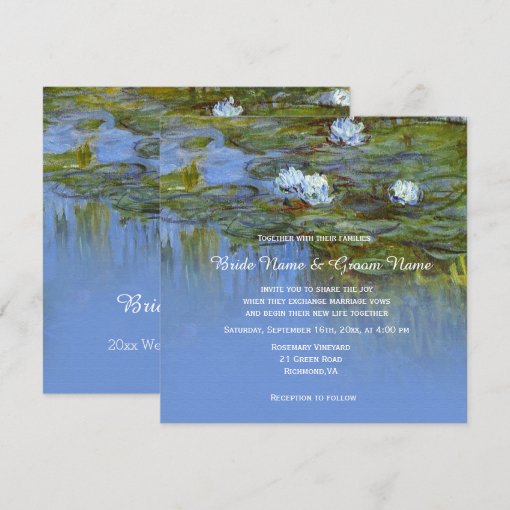 Claude Monet vintage waterlily wedding Invitation | Zazzle
