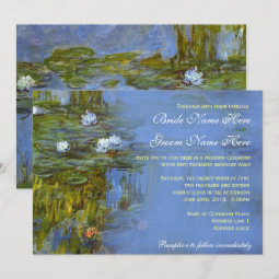 Claude Monet vintage waterlily wedding Invitation | Zazzle