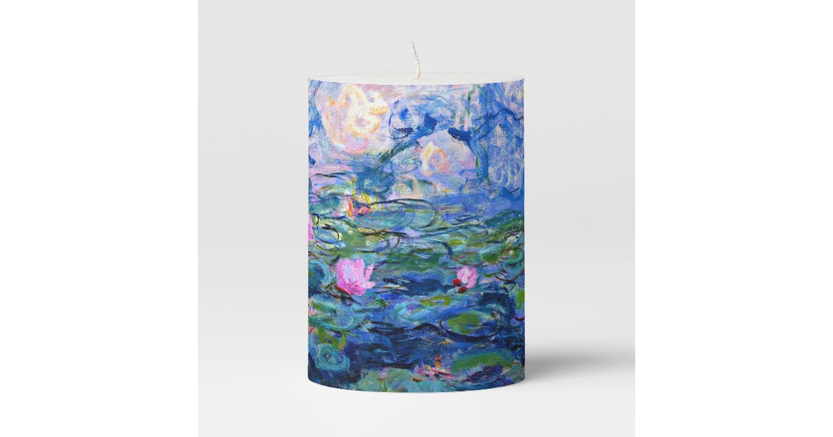 Claude Monet - Water Lilies, 1919, Pillar Candle | Zazzle
