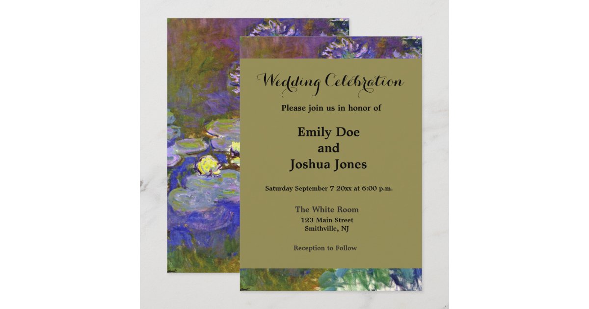 Claude Monet Water Lilies Agapanthus Invitation | Zazzle