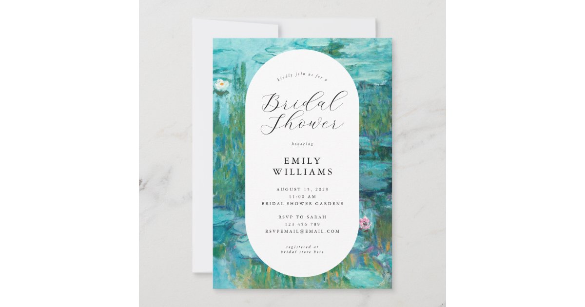 Claude Monet Water Lilies Bridal Shower Invitation | Zazzle