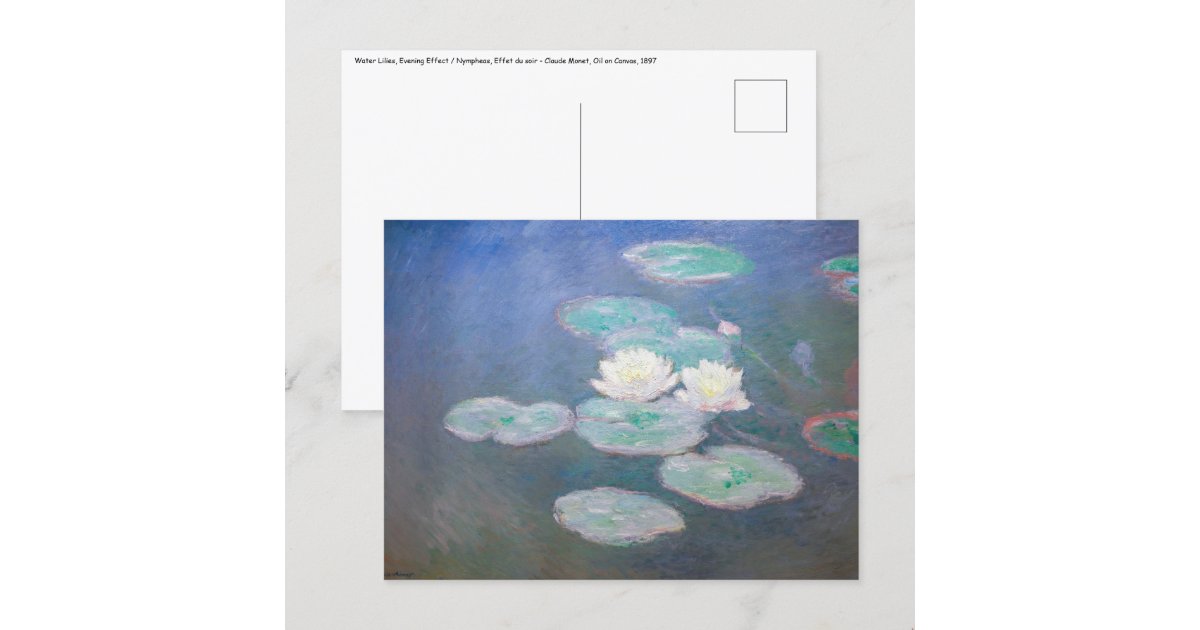 Claude Monet - Water Lilies, Evening Effect Postcard | Zazzle
