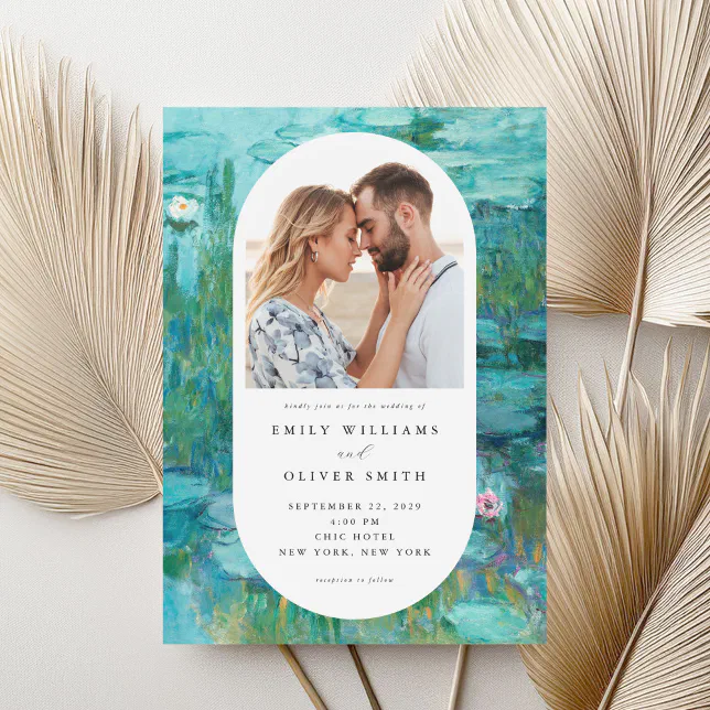 Claude Monet Water Lilies Photo Wedding Invitation | Zazzle