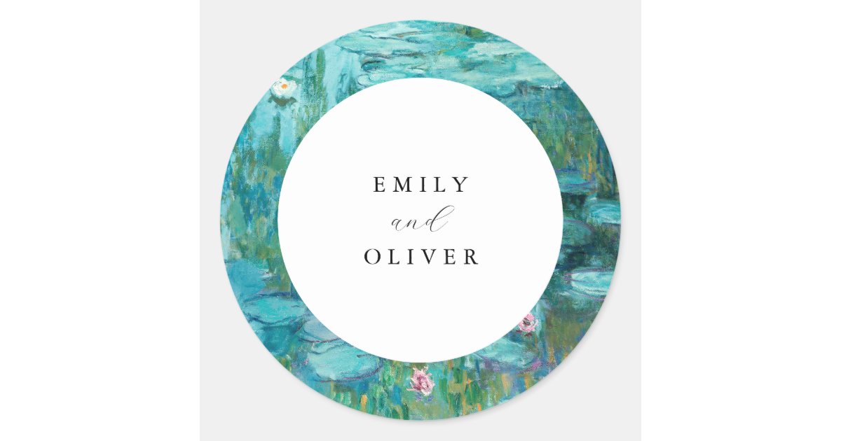 Claude Monet Water Lilies Wedding Classic Round Sticker | Zazzle