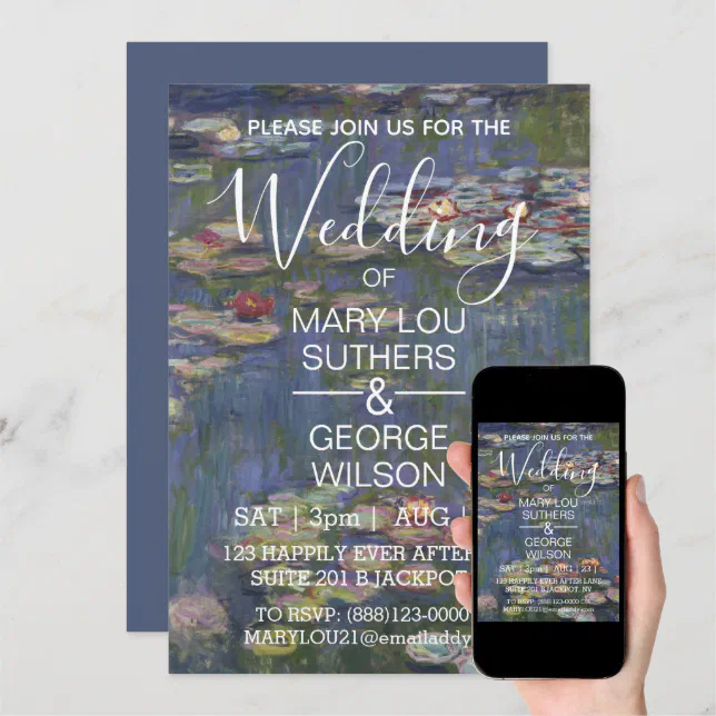 Claude Monet Water Lilies Wedding Invitation | Zazzle