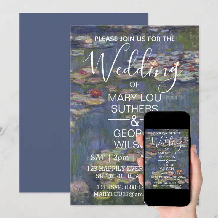 Claude Monet Water Lilies Wedding Invitation | Zazzle