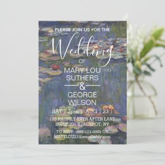 Claude Monet Water Lilies Wedding Invitation | Zazzle