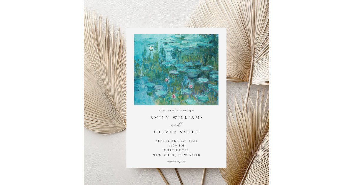 Claude Monet Water Lilies Wedding Invitation | Zazzle