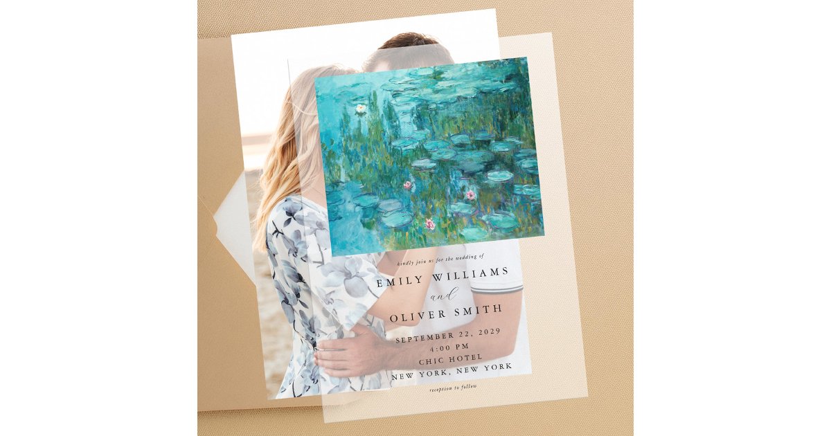 Claude Monet Water Lilies Wedding Vellum Invitations | Zazzle