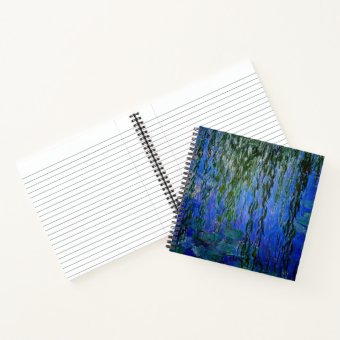 Claude Monet - Water Lilies with weeping willow Notebook | Zazzle