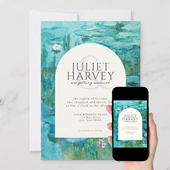 Claude Monet Waterlilies Wedding Invitation | Zazzle
