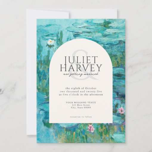 Claude Monet Waterlilies Wedding Invitation | Zazzle