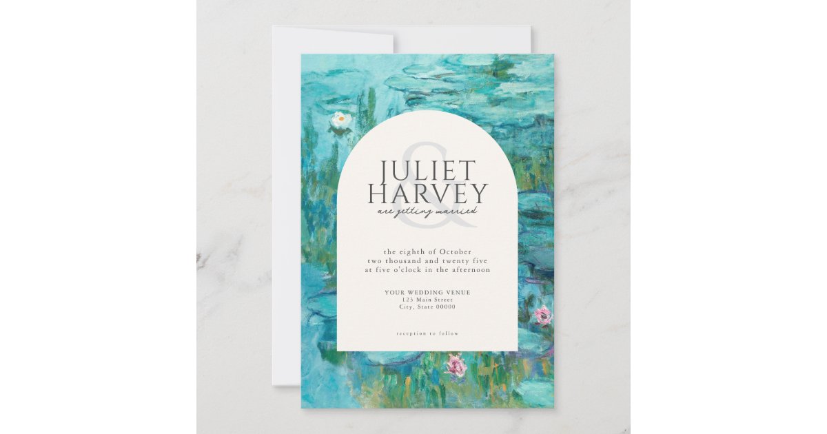 Claude Monet Waterlilies Wedding Invitation | Zazzle