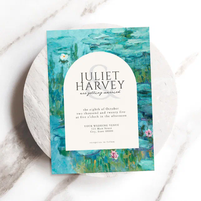 Claude Monet Waterlilies Wedding Invitation | Zazzle