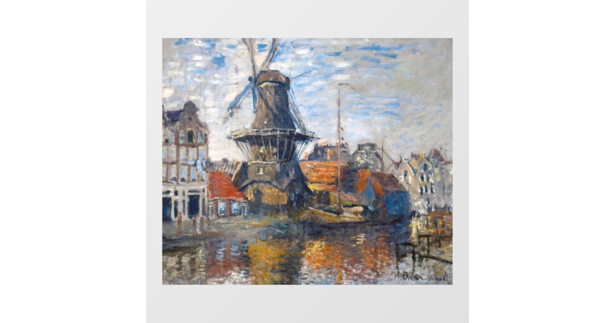 Claude Monet - Windmill, Amsterdam Window Cling | Zazzle