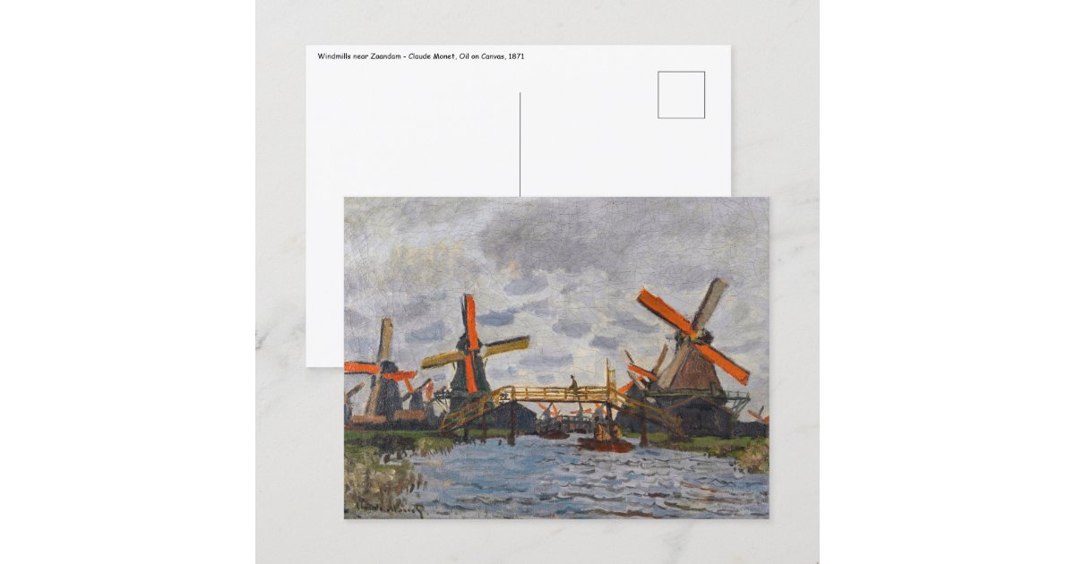 Claude Monet - Windmills near Zaandam Postcard | Zazzle
