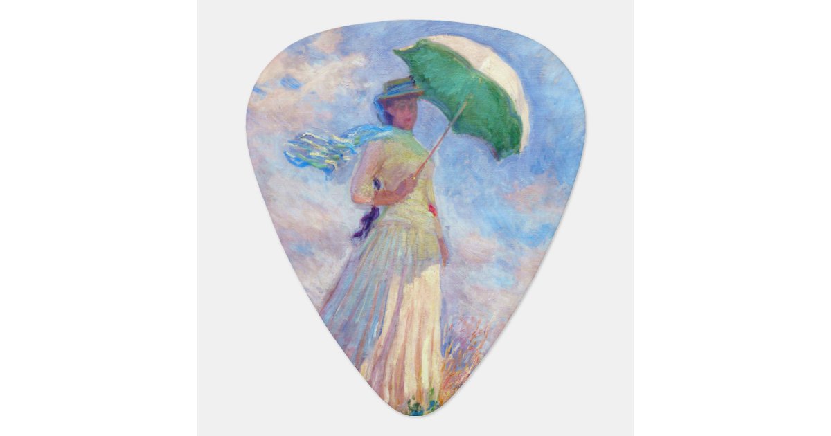 Claude Monet - Woman with a Parasol facing right Guitar Pick | Zazzle
