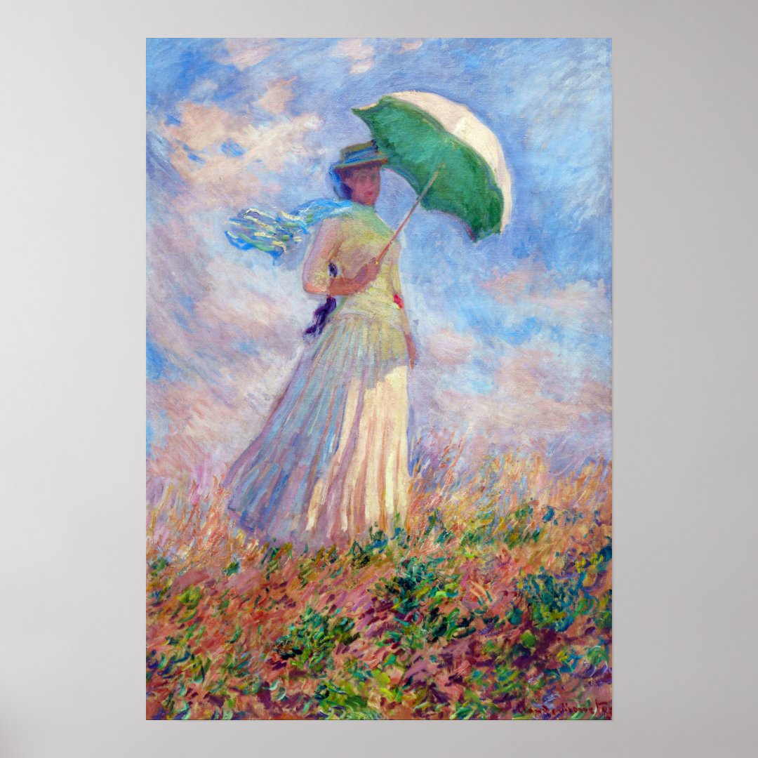 Claude Monet - Woman with a Parasol facing right Poster | Zazzle