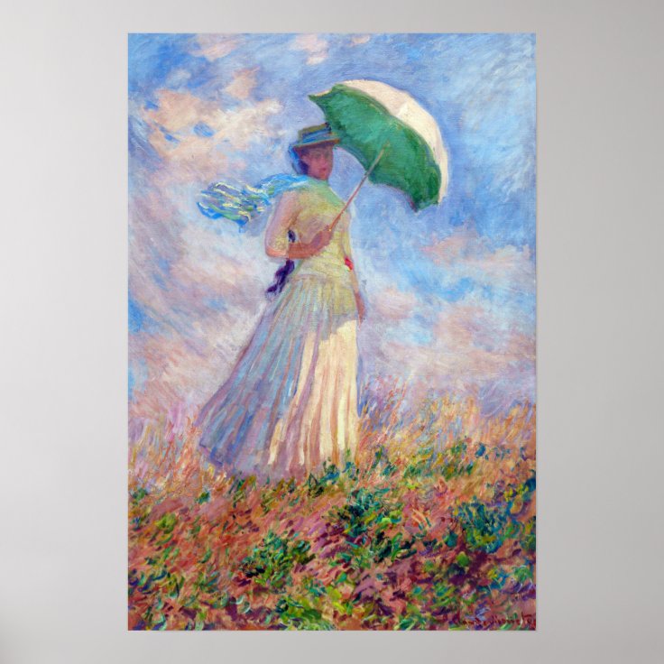 Claude Monet - Woman with a Parasol facing right Poster | Zazzle