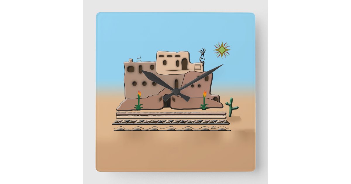 Clay House Square Wall Clock | Zazzle