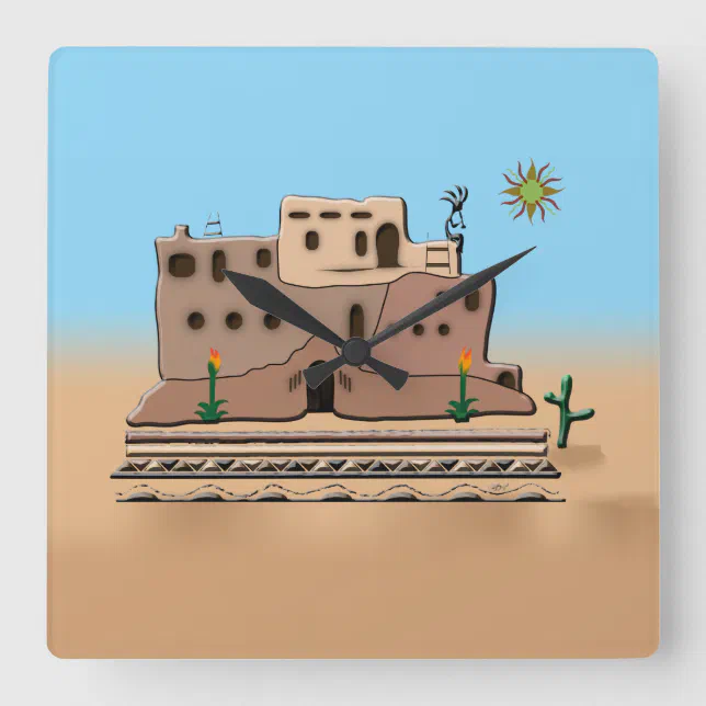 Clay House Square Wall Clock | Zazzle