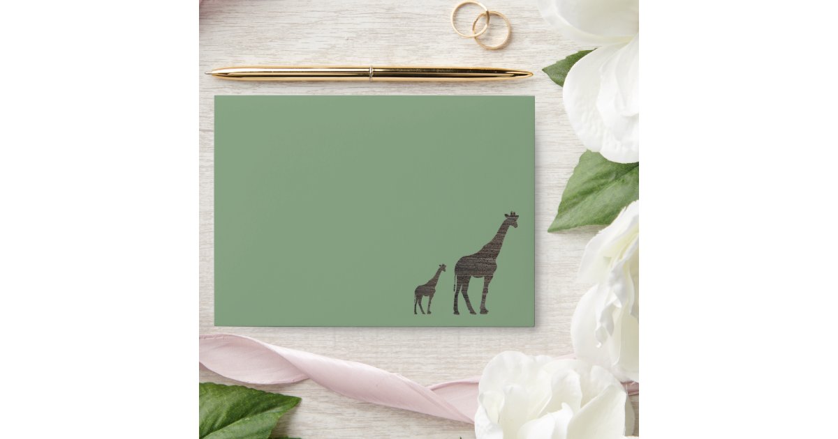 Clay Safari Giraffe, Rustic Wedding Envelope | Zazzle