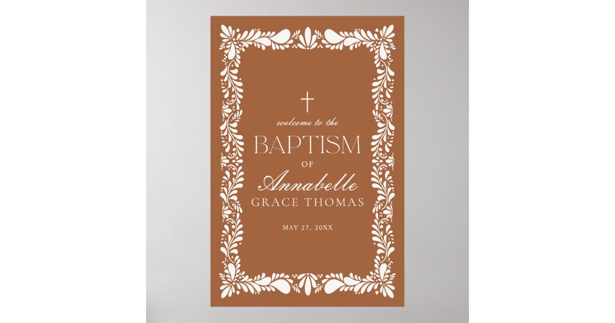 Clay Talavera Tile Spanish Fiesta Baptism Welcome Poster | Zazzle