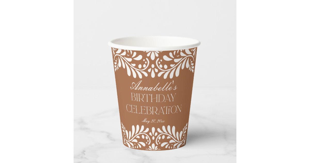 Clay Talavera Tile Spanish Fiesta Birthday Party Paper Cups | Zazzle