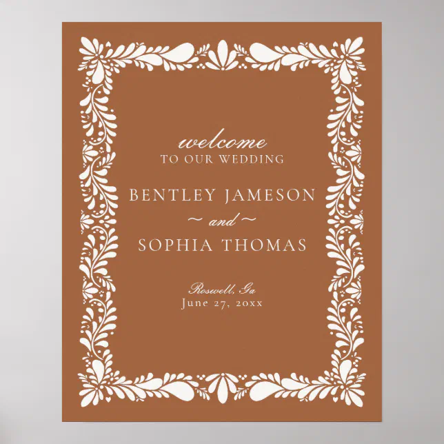 Clay Talavera Tile Spanish Fiesta Wedding Welcome Poster | Zazzle