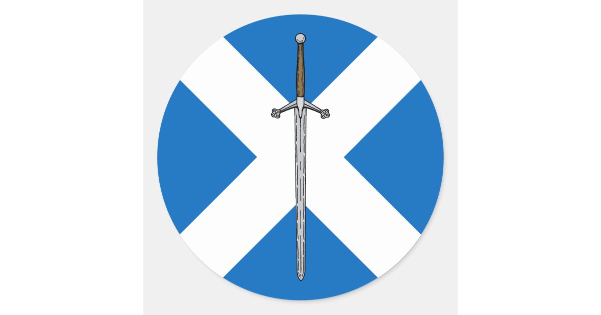 Claymore and Saltire Classic Round Sticker | Zazzle