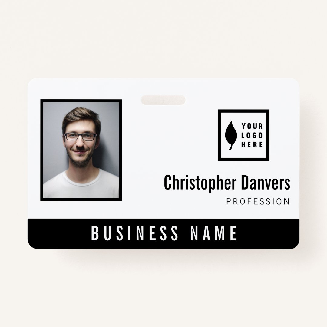 Clean Add Your Logo Office Employee Badge | Zazzle