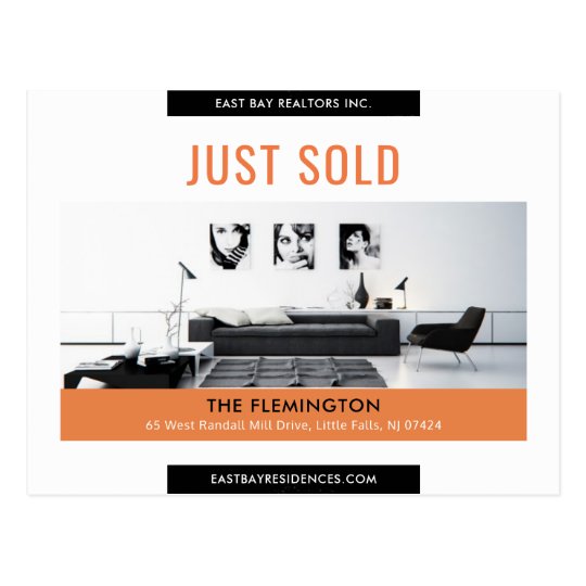 Bright blue Just sold real estate advert template Postcard | Zazzle.com