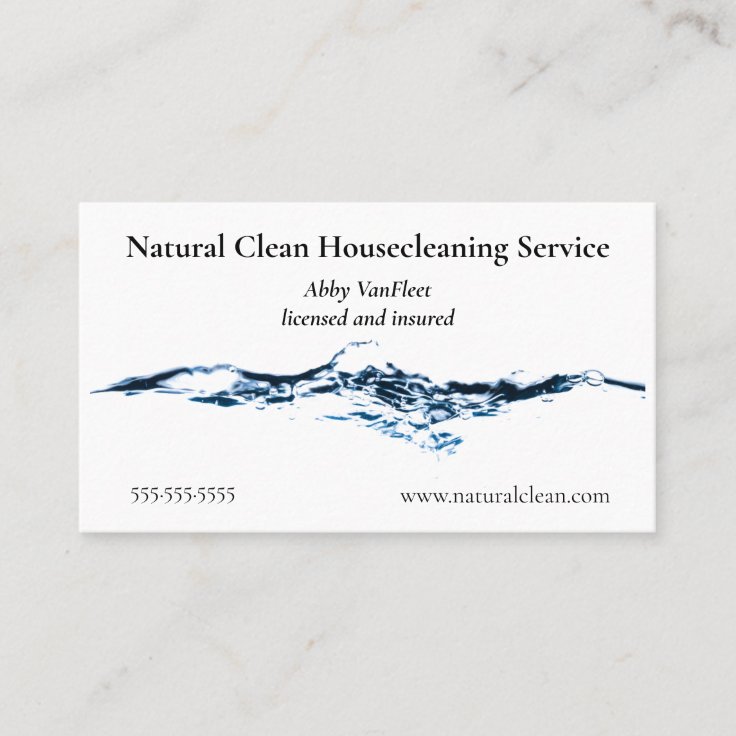 Clean Blue Water Splash Business Card | Zazzle