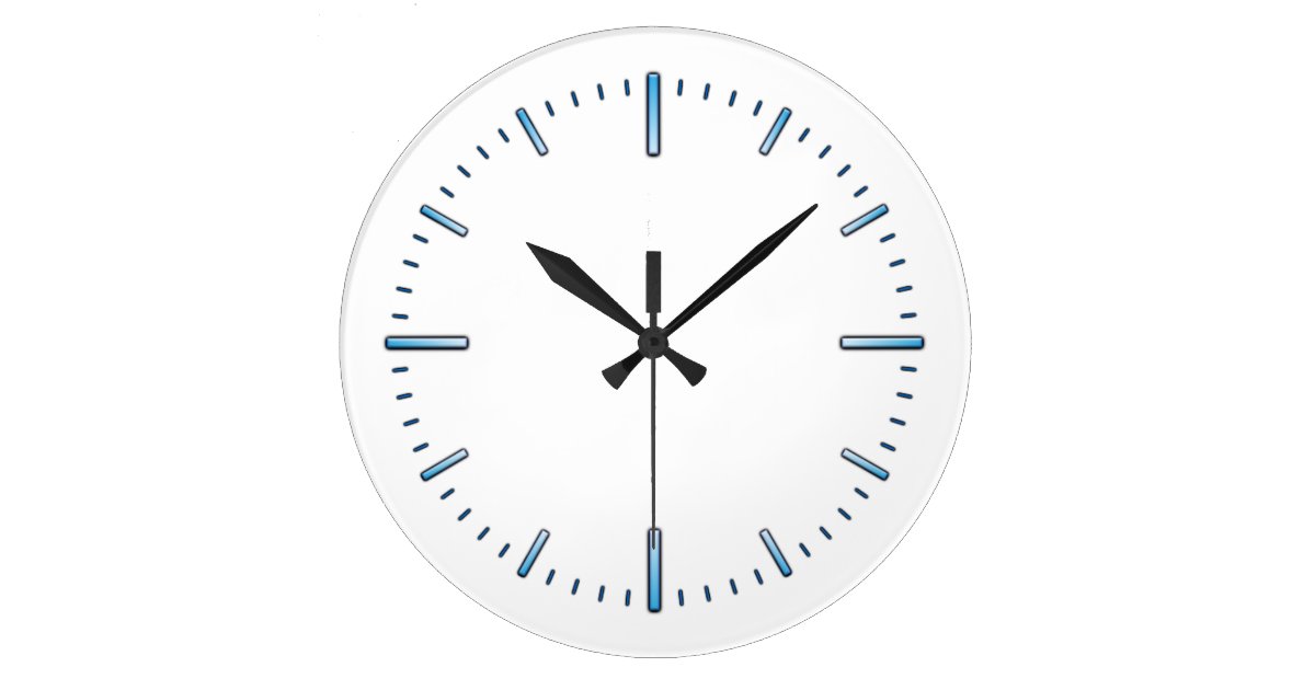 Clean Blue White Numberless Designer Wall Clock | Zazzle