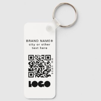 Clean Business Logo & QR Code, Company Horizontal Keychain | Zazzle