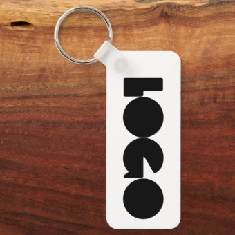 Clean Business Logo & QR Code, Company Horizontal Keychain | Zazzle