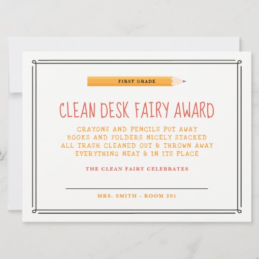 Clean Desk Fairy Award Invitation | Zazzle
