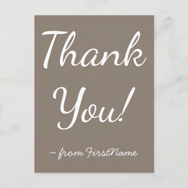 Clean, Elegant "Thank You!" Thanks Postcard | Zazzle